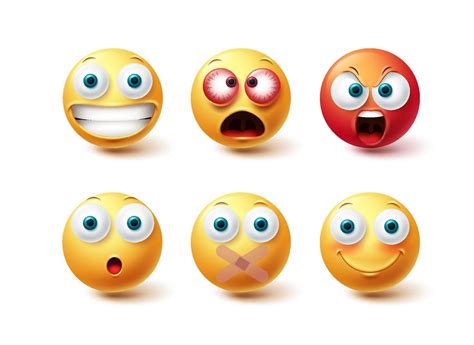 Emoji Vectorset Emoticon Blij Boos En Stil Gele En Rode Icoon