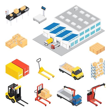 Free Vector Warehouse Isometric Set