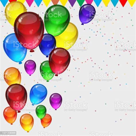 Birthday Party Vector Background Colorful Festive Balloons Confetti