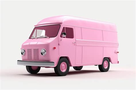 Premium Ai Image 3d Rendering Of A Pink Box Van For Striking Deliveries