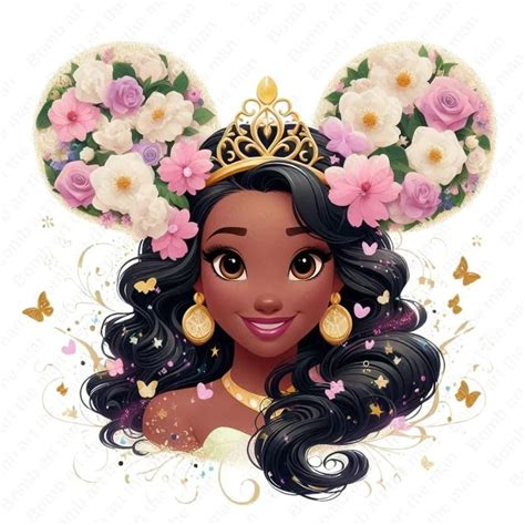 Princess Tiana Clipart Princess Tiana Png Mouse Ear Design Instant