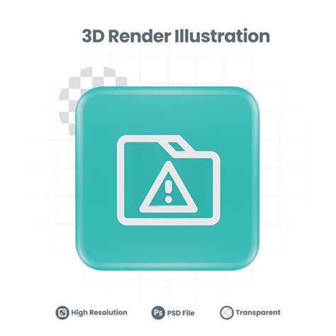 Premium Psd 3d Illustration Folder Danger Warning Icon For Web Mobile