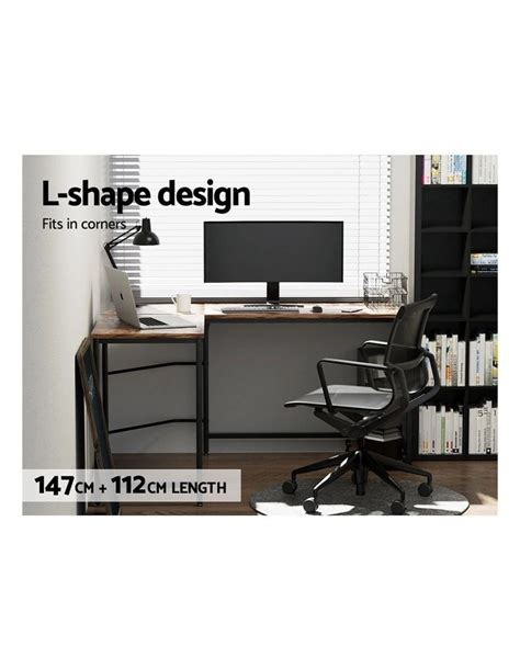 Artiss L Shaped Computer Desk In Brown Myer