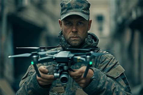 Premium Photo Military Soldier Controls Drone For Reconnaissance