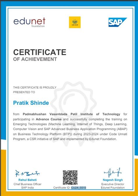 pratik shinde on linkedin sap codeunnati emergingtechnologies