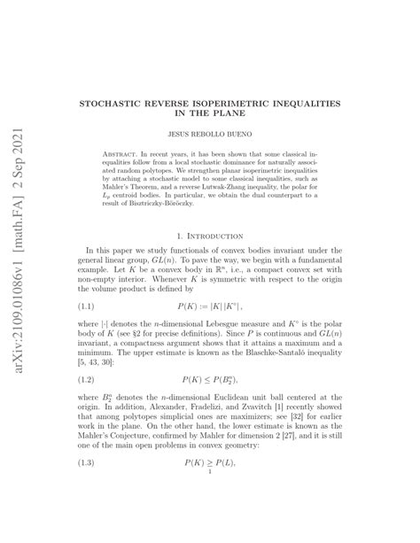 Pdf Stochastic Reverse Isoperimetric Inequalities In The Plane