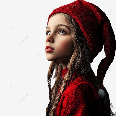 엘프 모자와 크리스마스 장식품이있는 빨간색의 어린 소녀 보름달 앞에서 젊은 처녀 빨간색 엘프 모자 Png 일러스트 및 이미지 에 대한 무료 다운로드 Pngtree