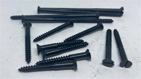 10 X 2 Slotted Flat Head Wood Screws Black Oxide Blacksmith Bolt