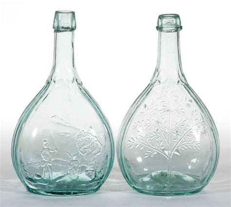 Assorted Pictorial Historical Glass Flasks Lot Of Two Sold At