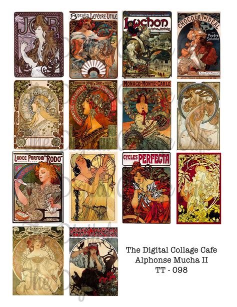 Alphonse Mucha Ii Digital Collage Sheet Tt 098 Instant Download Etsy