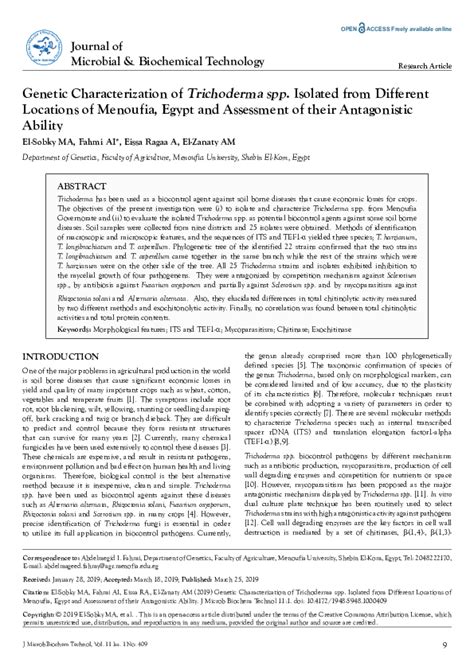 Pdf Variability And Genetic Structure Of A Natural Population Of Trichoderma Spp Isolated