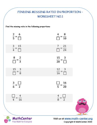 Finding Missing Ratio In Proportion Worksheet No 1 Worksheets