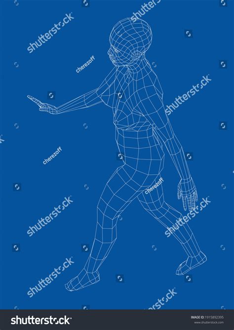 Wireframe Walking Woman Vector 3d Rendering Stock Vector Royalty Free 1915892395 Shutterstock