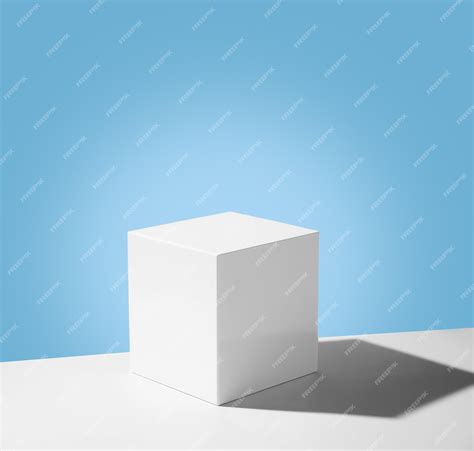 Premium Photo White Cube Empty For Product Demonstration Or Mockup On