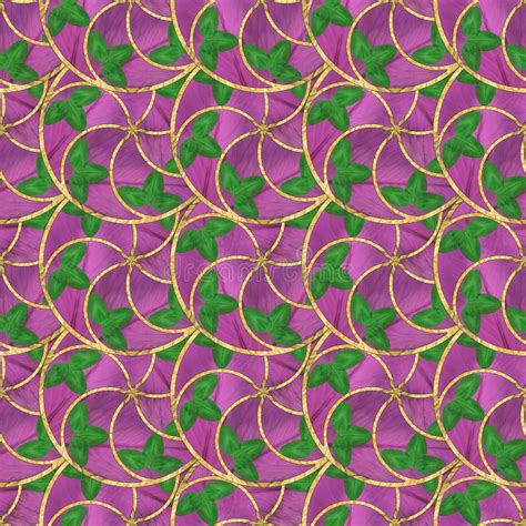 Tracery Seamless Pattern Circle Segment Mosaic Illustration In