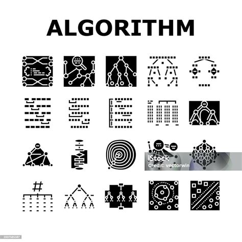 Algorithm Data Technology Ai Icons Set Vector Stock Illustration