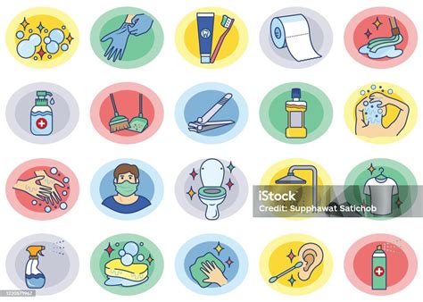 Personal Care And Hygiene 03 Line Icons Set Stock Illustration