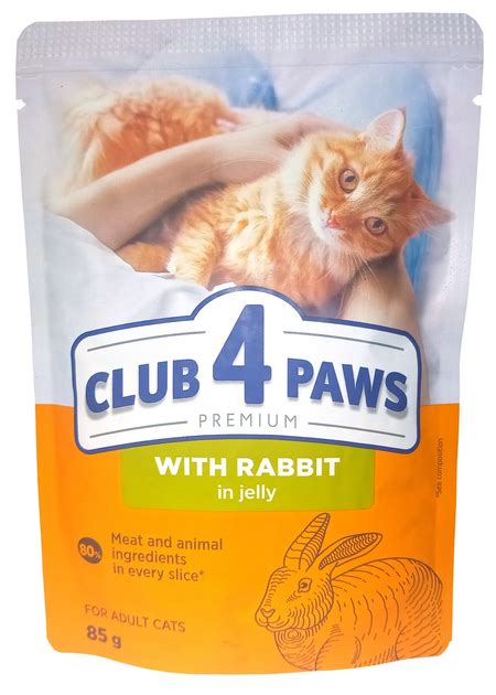 old Влажный корм Club 4 Paws для взрослых кошек с Кроликом в желе ...
