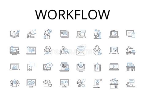Work Procedure Line Icons Collection Systematic Multistep Sequential