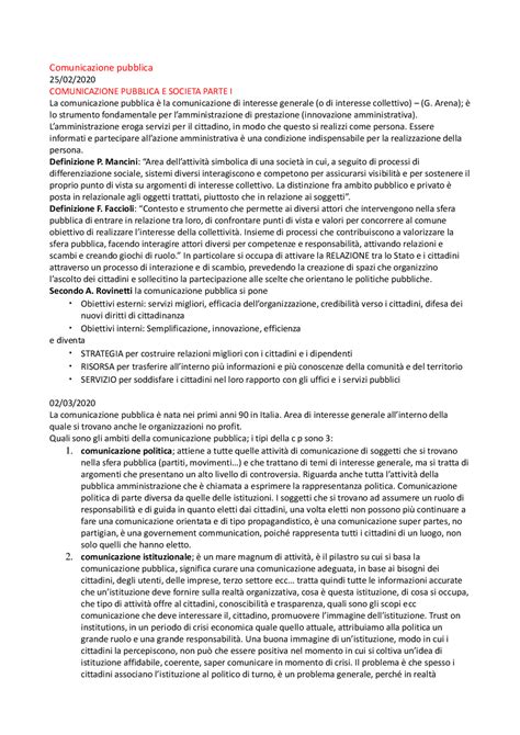 Riassunto Esame Comunicazione Pubblica Prof Ducci Docsity