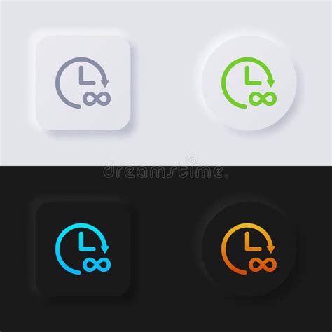 Circular Arrow Icon With Infinity Symbol Multicolor Neumorphism Button Soft Ui Design Stock