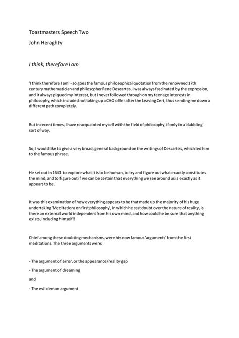 Jh Toastmasters Speech Two Pdf