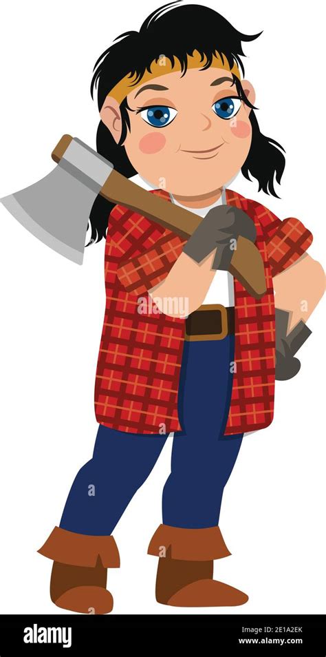 Lumberjack Woman With Axe Icon Cartoon Style Stock Vector Image Art