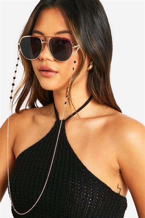 Enamel Heart Detail Sunglasses Chain Boohoo Uk