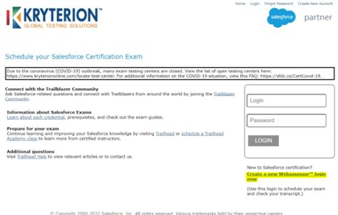 Salesforce Webassessor Exam Registration Process Certification