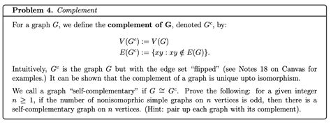 Solved Problem Complement For A Graph G We Define The Chegg