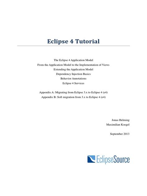 eclipse 4 tutorial pdf eclipse software object computer science