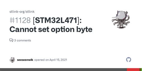 Stm32l471 Cannot Set Option Byte · Issue 1128 · Stlink Orgstlink