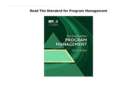 Read The Standard For Program Management