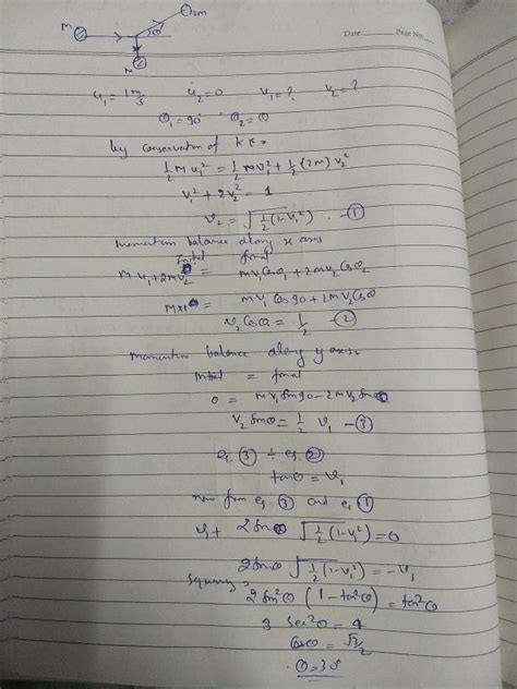 A Particle Of Mass M Moving With Velocity 1 Ms Collides Perfectly