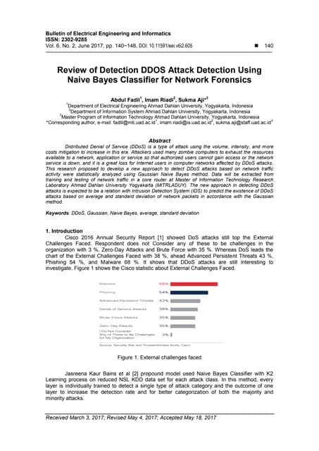 Review Of Detection Ddos Attack Detection Using Naive Bayes Classifier