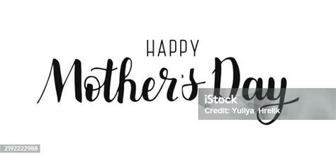 해피 어머니의 날 엽서에 대한 손글씨 휴일 현대 브러시 서예 검은 단어 절연 통하고 있는 White 배경 손으로 쓴 봄 디자인 검은색에 대한 스톡 벡터 아트 및 기타 이미지
