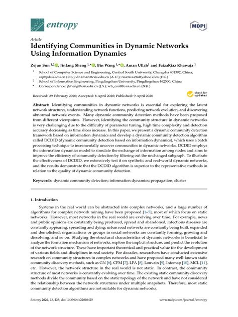 Entropy Identifying Communities In Dynamic Networks Using Information