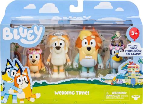 Bluey Wedding Time 3 Mini Figure 4 Pack Bingo Friskey Uncle Rad Bluey