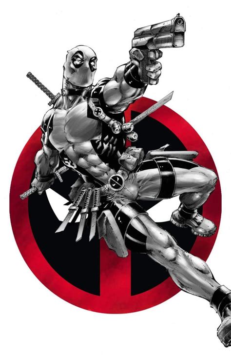 Deadpool Deadpool Comic Pose Deadpool Jim Lee Black And Grey Deadpool