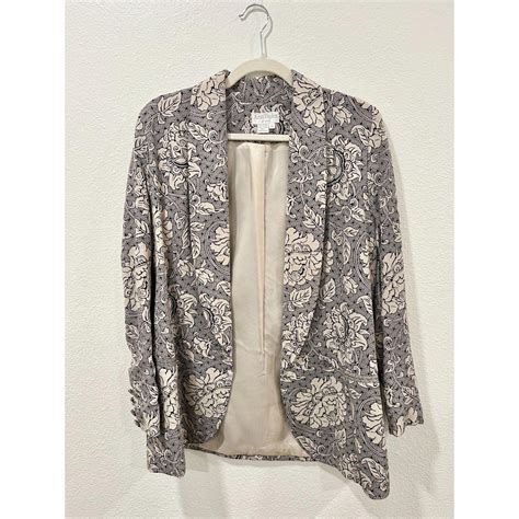 Vintage Ann Taylor Floral Pattern Blazer Jacket With Shawl Collar Etsy