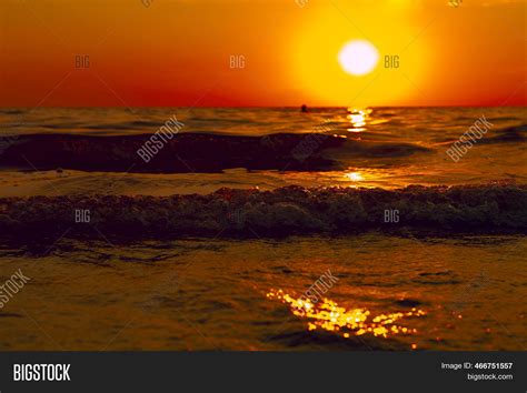 Sun Sinking Into Sea Image And Photo Free Trial Bigstock