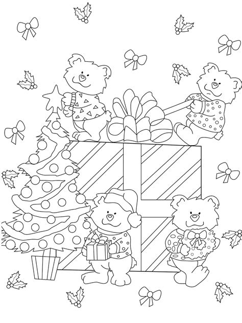 Cute Christmas Bears Coloring Page Download Print Or Color Online
