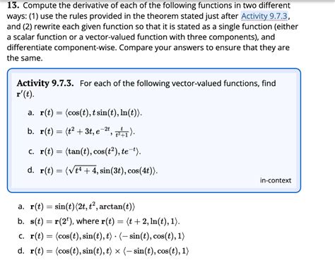 Solved Compute The Derivative Of Each Of The Following Chegg