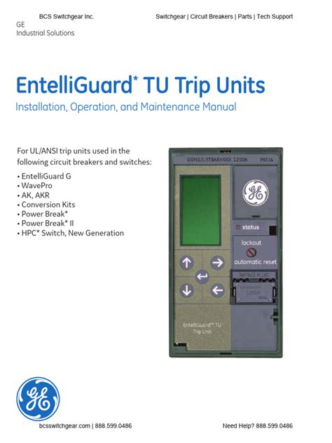 General Electric Programmers Entelliguard Pdf Relay Electrical Equipment