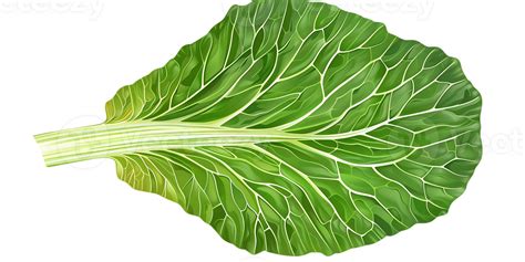 Green Cabbage Leaf Illustration With White Veins 48946992 Png