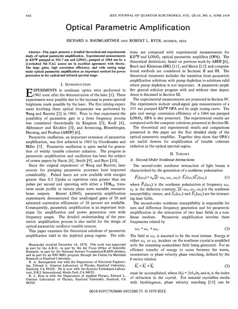 Pdf Optical Parametric Amplification