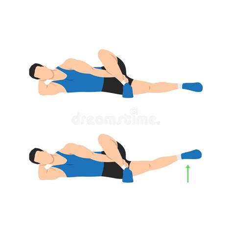 Man Doing Lying Crossover Leg Lift Exercise In 2 Steps Stock Vector Illustration Of Crossover