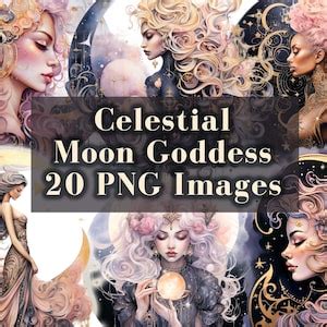 Celestial Clipart Moon Goddess Clip Art 20 Fantasy Png Bundle