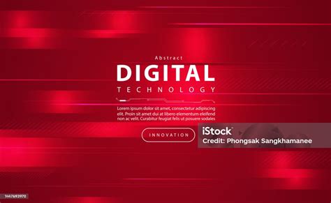 디지털 기술 배너 빨간색 배경 개념 회로 기술 조명 효과 추상 사이버 기술 혁신 미래 데이터 인터넷 네트워크 Ai 빅 데이터