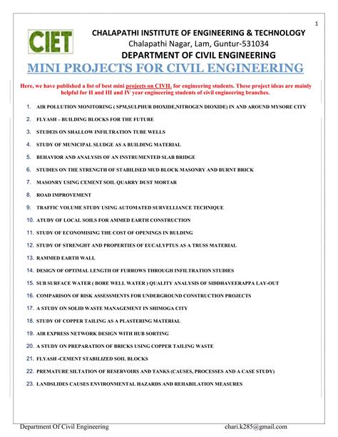 Mini Projects Forcivilengineering31 1 1 Pdf